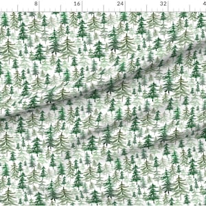 Rustic Forest Trees Fabric by the Yard. Quilting Cotton, Organic Knit ...