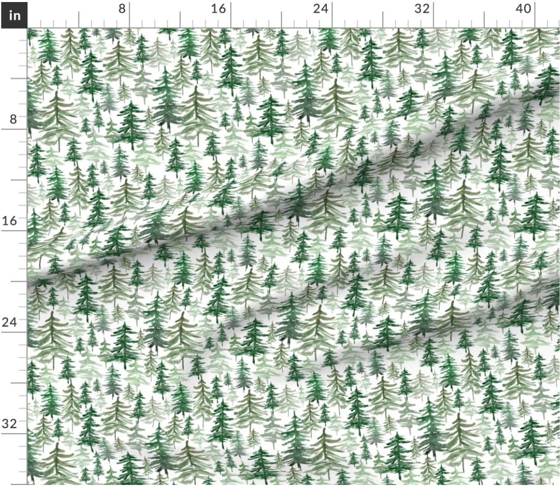 Rustic Forest Trees Fabric by the Yard. Quilting Cotton, Organic Knit ...