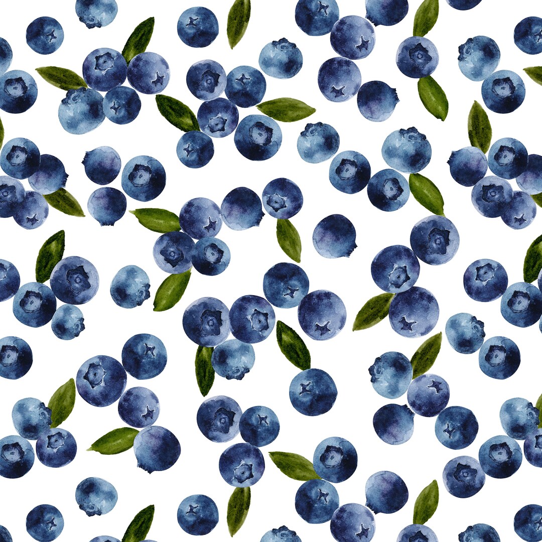Wild Blueberries Fabric by the Yard. Quilting Cotton, Sateen, Organic ...
