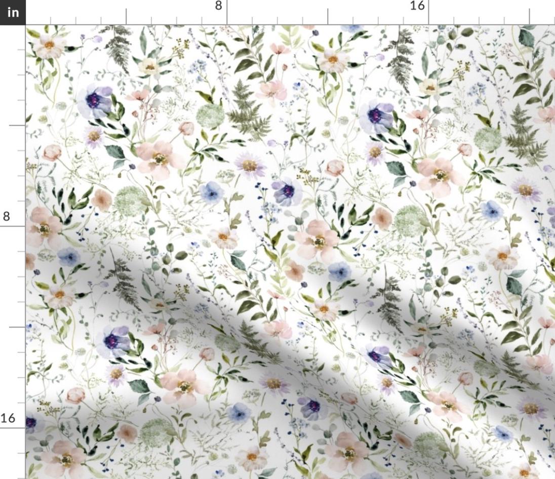 Isabella Botanical Florals Fabric by the Yard. Quilting Cotton, Sateen ...