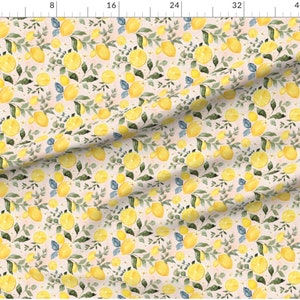 Summer Lemons Fabric by the Yard. Quilting Cotton, Organic Knit, Jersey ...