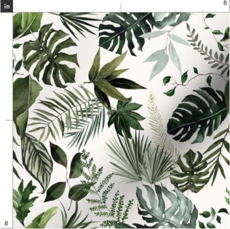Jungle Lush Leaves Fabric by the Yard. Quilting Cotton, Sateen, Knit ...