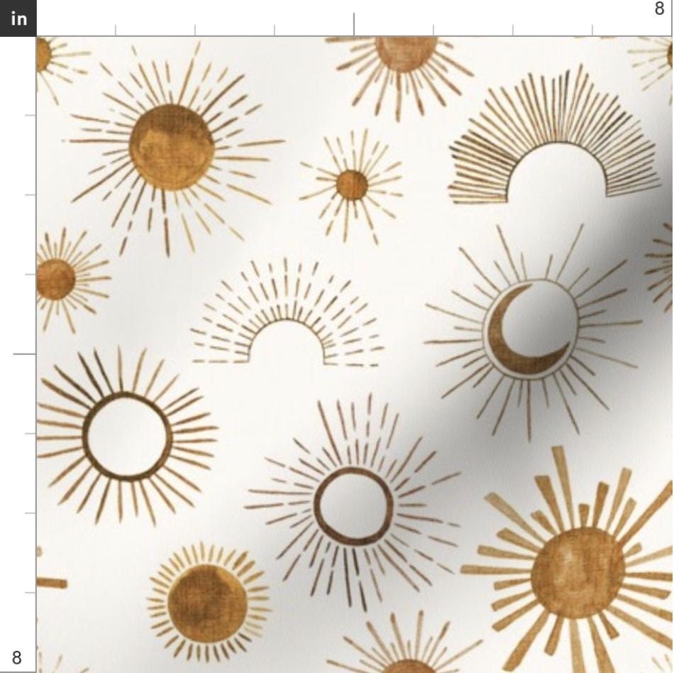 Boho Suns Fabric by the Yard. Quilting Cotton, Poplin, Organic Knit ...