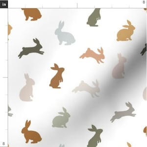 Cute Bunny Fabric by the Yard. Boho Bunnies, Easter Rabbit Fabric ...