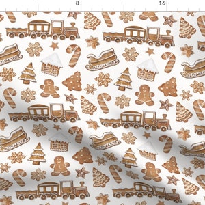 Christmas Gingerbread Cookie Fabric - Baking, Cookies, Santa, Sleigh ...