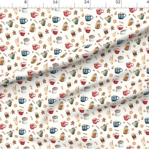 Hot Cocoa and Sweets Fabric Hot Chocolate, Gingerbread Cookies ...