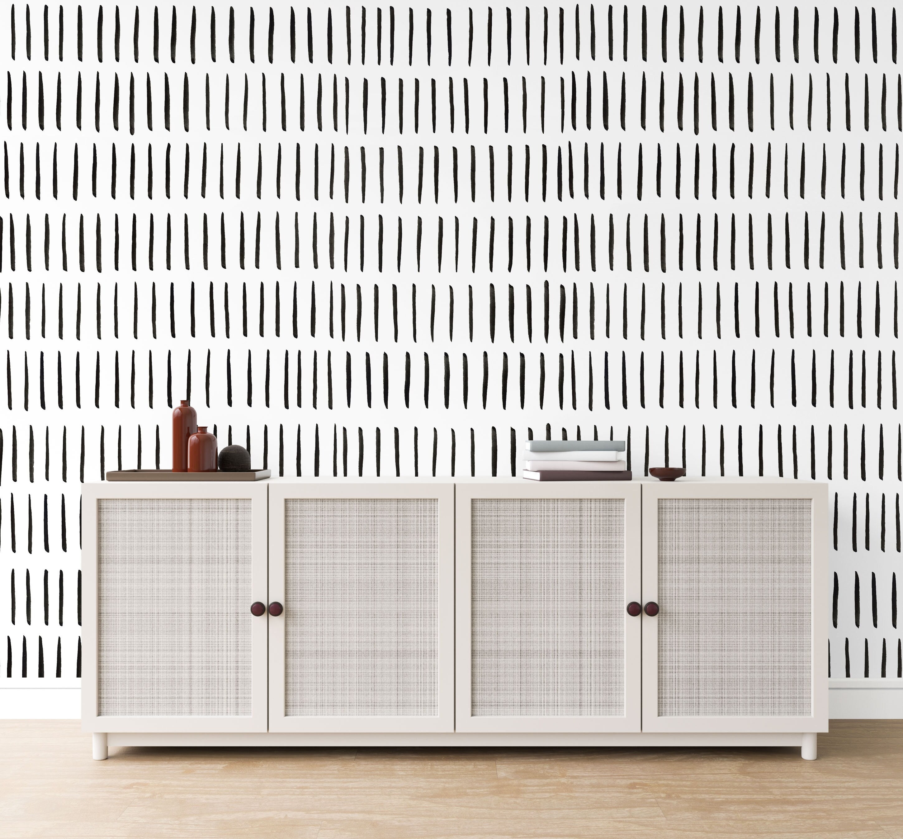 Striped Wallpaper Dash Watercolor Stripes Black and White - Etsy