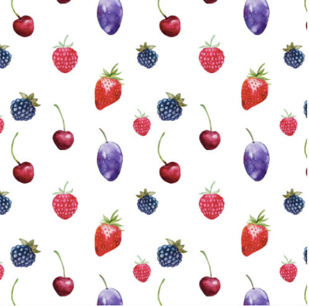 Berry Delicious Fabric by the Yard. Watercolor Fruit, Strawberries ...