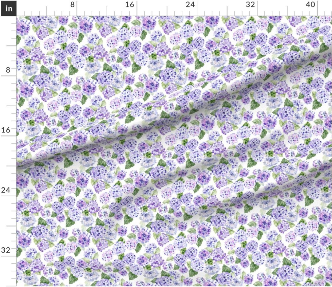 Hydrangea Floral Fabric by the Yard. Quilting Cotton, Organic Knit ...