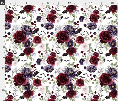 Halloween Floral Fabric by the Yard. Spooky Botanical Spider - Etsy