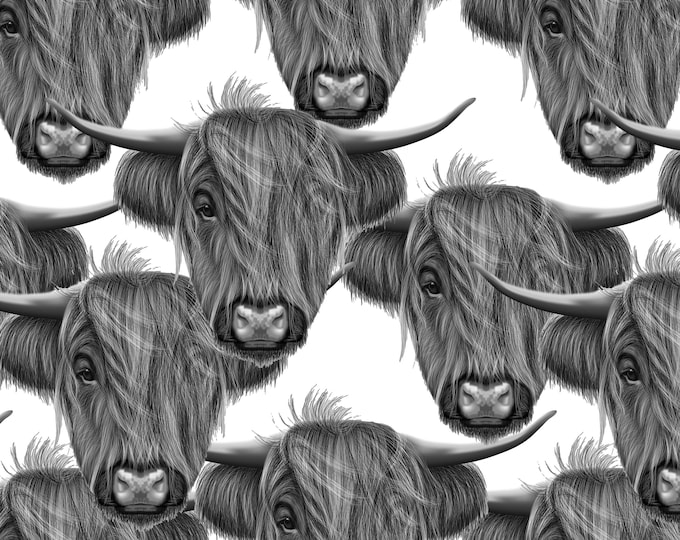 Highland Cow Fabric Highland Cattle by Littlearrowdesign Brown Orange ...