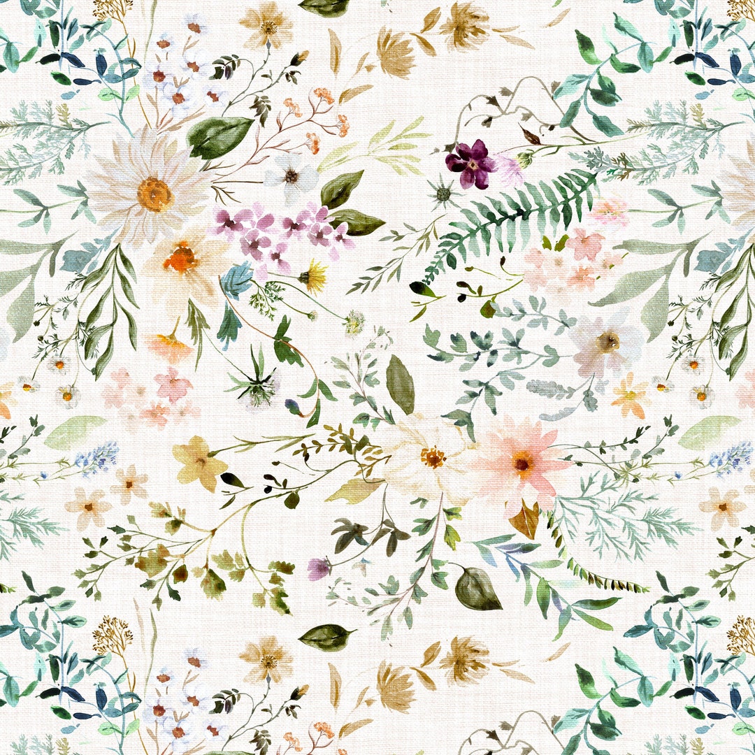 Rustic Wildflowers Fabric in Quilting Cotton, Poplin, Organic Knit ...