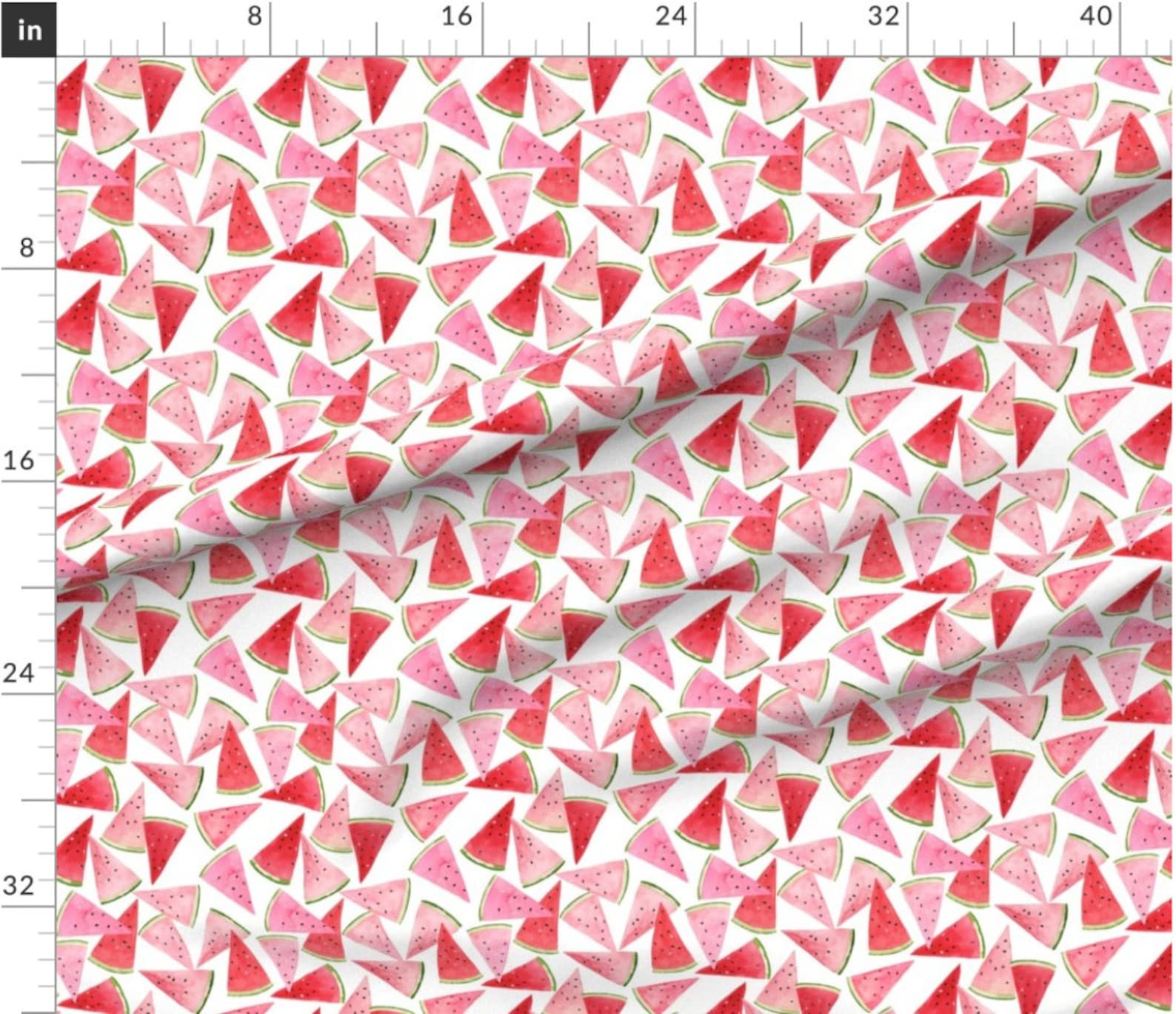 Pink and Red Watermelon Fabric by the Yard - Watercolor Watermelons ...