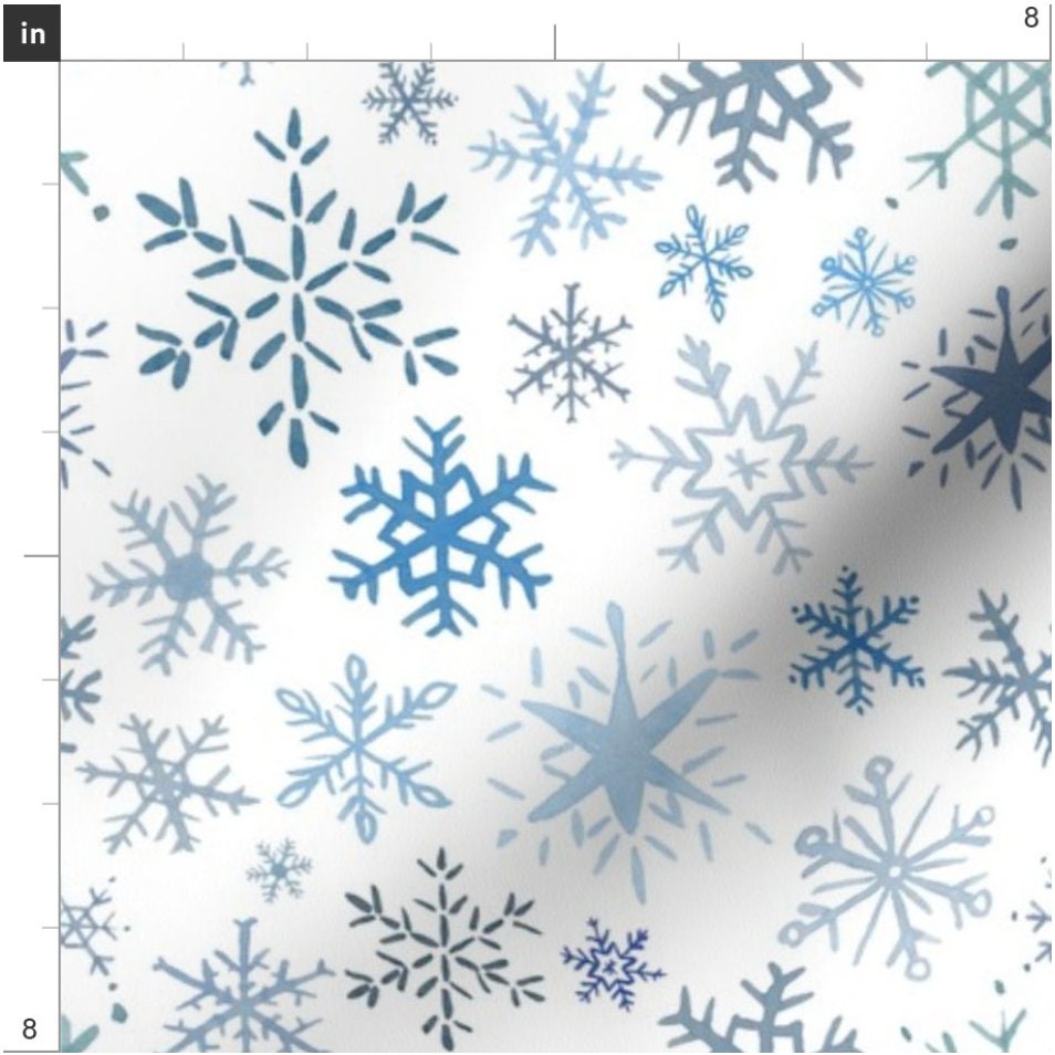Winter Snowflakes Fabric by the Yard. Quilting Cotton, Knit, Jersey, or ...
