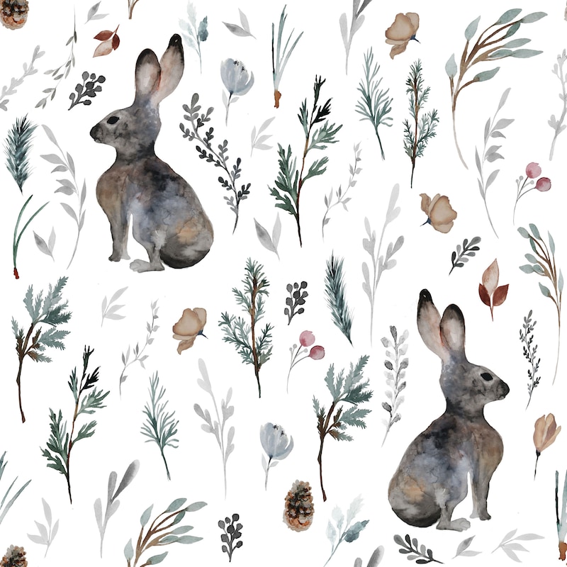 Rabbit Print Fabric - Etsy