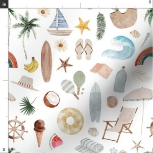Surf and Sea Fabric by the Yard. Surfboards, Beach, Summer Fabric ...