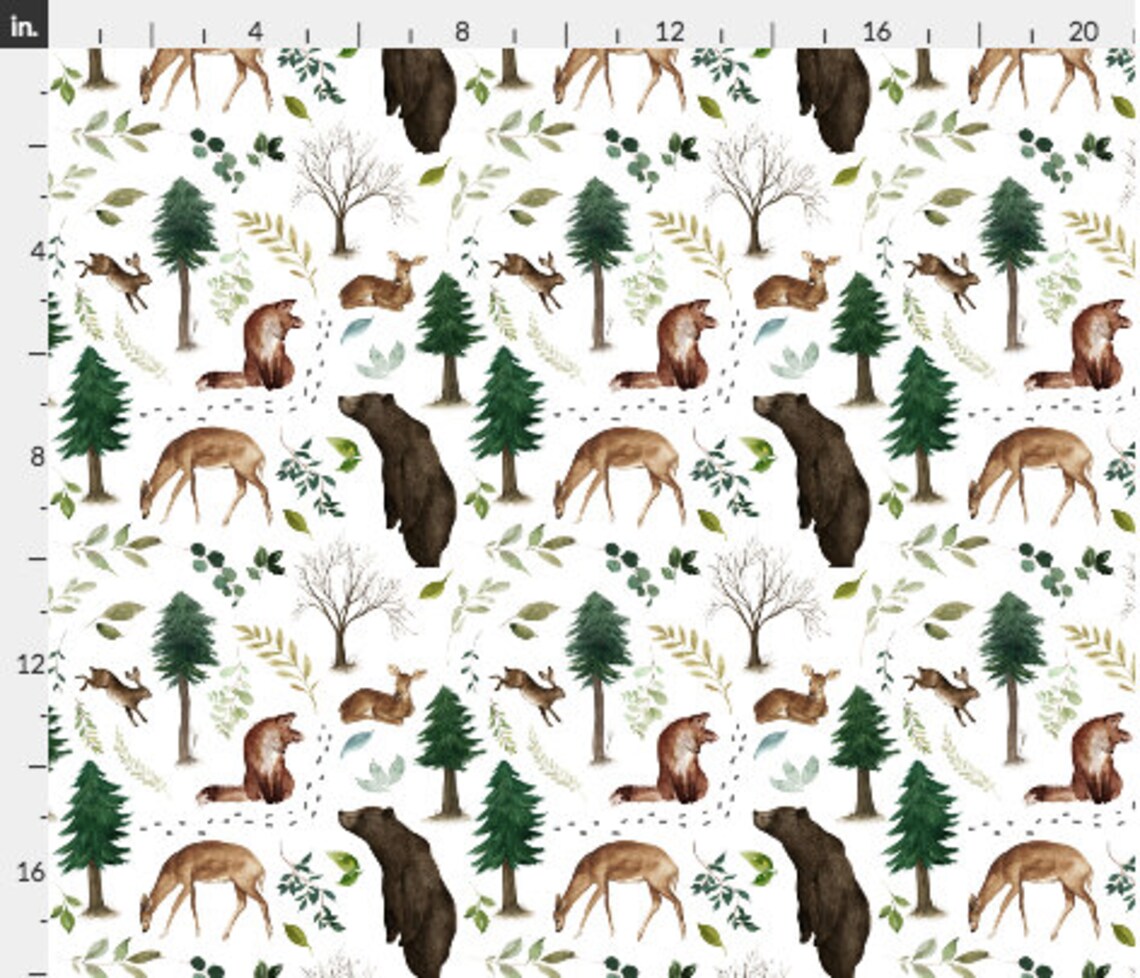 Woodland Animals Fabric by the Yard. Quilting Cotton Organic - Etsy