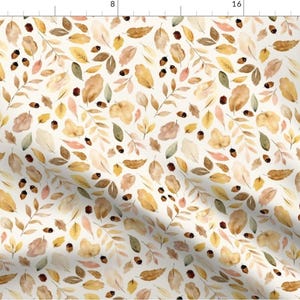 Oak and Leaf Fall Foliage Fabric by the Yard. Autumn, Leaves, Acorns ...