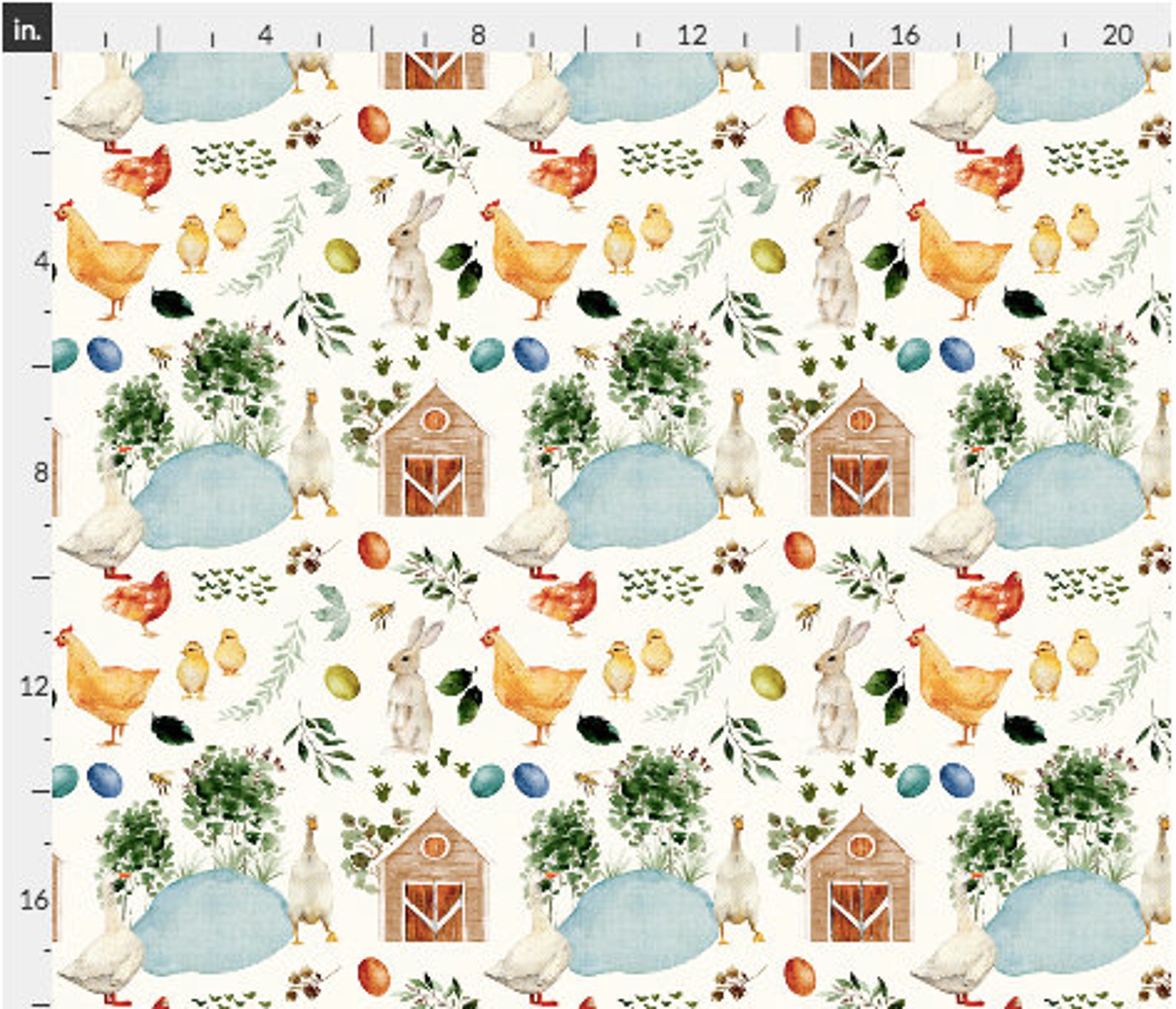 Spring Farm Friends Fabric by the Yard. Quilting Cotton - Etsy