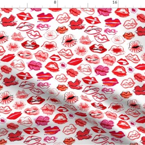 Pop Art Lips Fabric Lipstick, Red and Pink, Glam Quilting Cotton ...