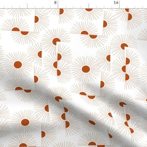 Sun Block Fabric - Retro Burnt Orange Suns, Vintage - Cotton, Minky ...