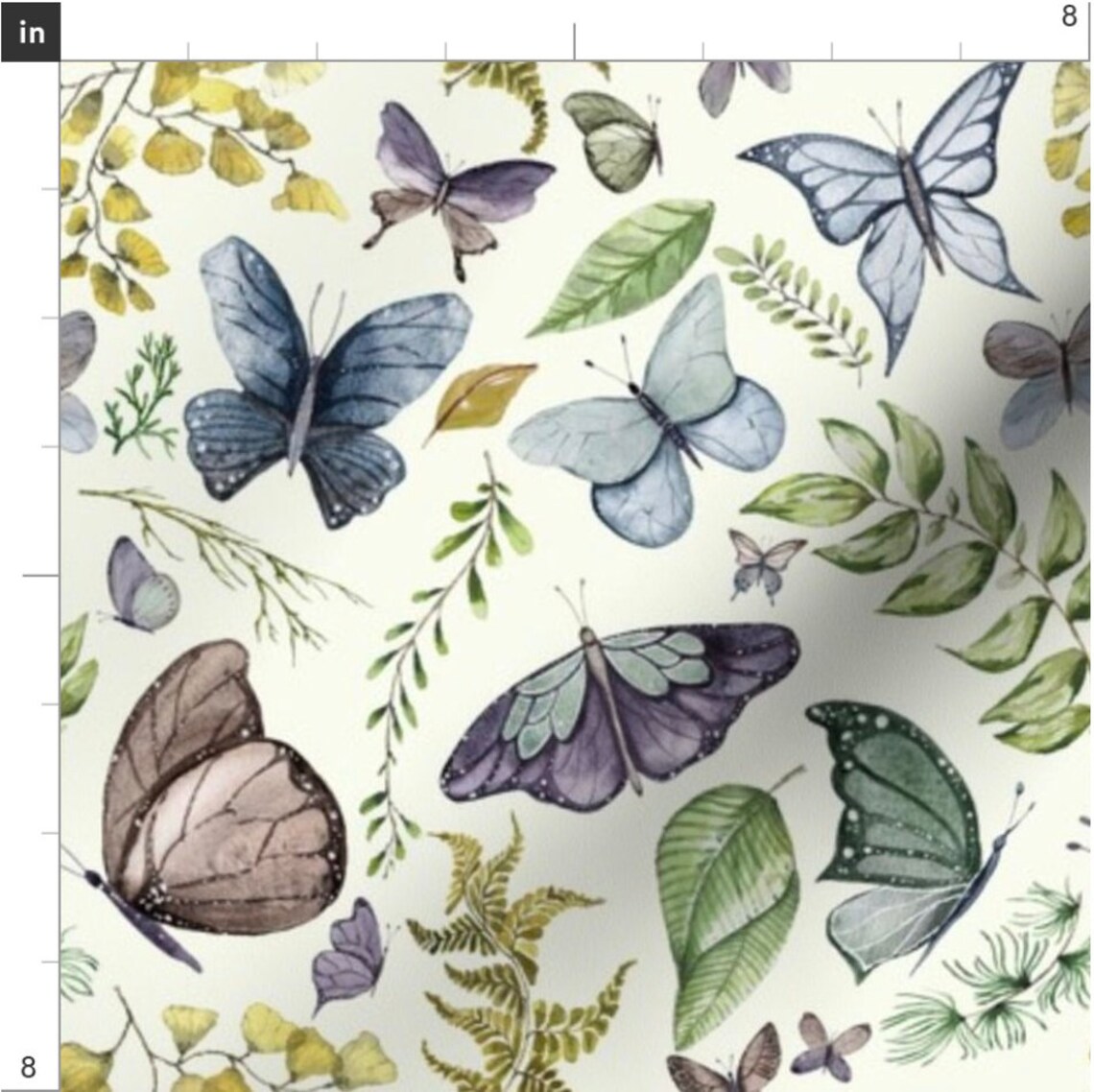 Butterfly Fabric by the Yard. Butterflies, Watercolor, Nature, Spring ...