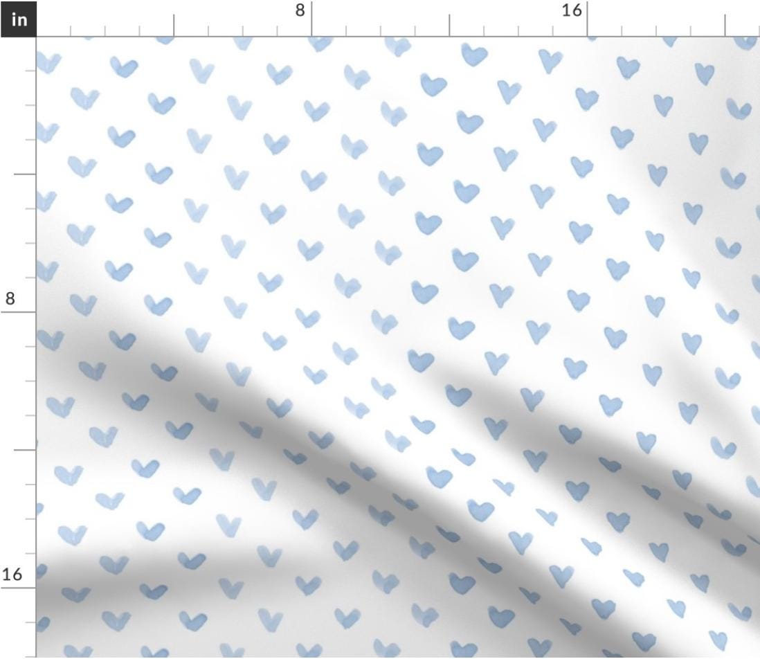 Blue Heart Fabric by the Yard. Quilting Cotton, Sateen, Organic Knit ...