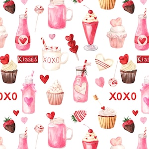 Cute Valentine's Day Fabric by the Yard - Valentine Sweets and Treats ...