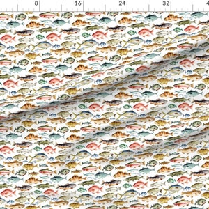 Watercolor Fish Fabric by the Yard. Quilting Cotton, Organic Knit ...