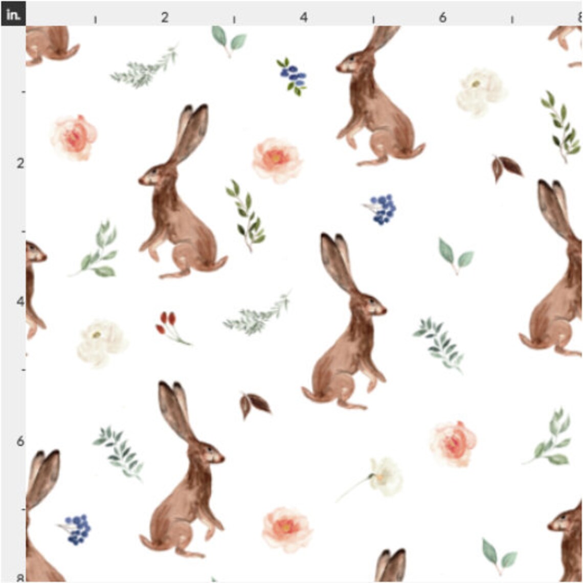 Boho Woodland Bunny Fabric by the Yard. Cotton Knit Jersey - Etsy