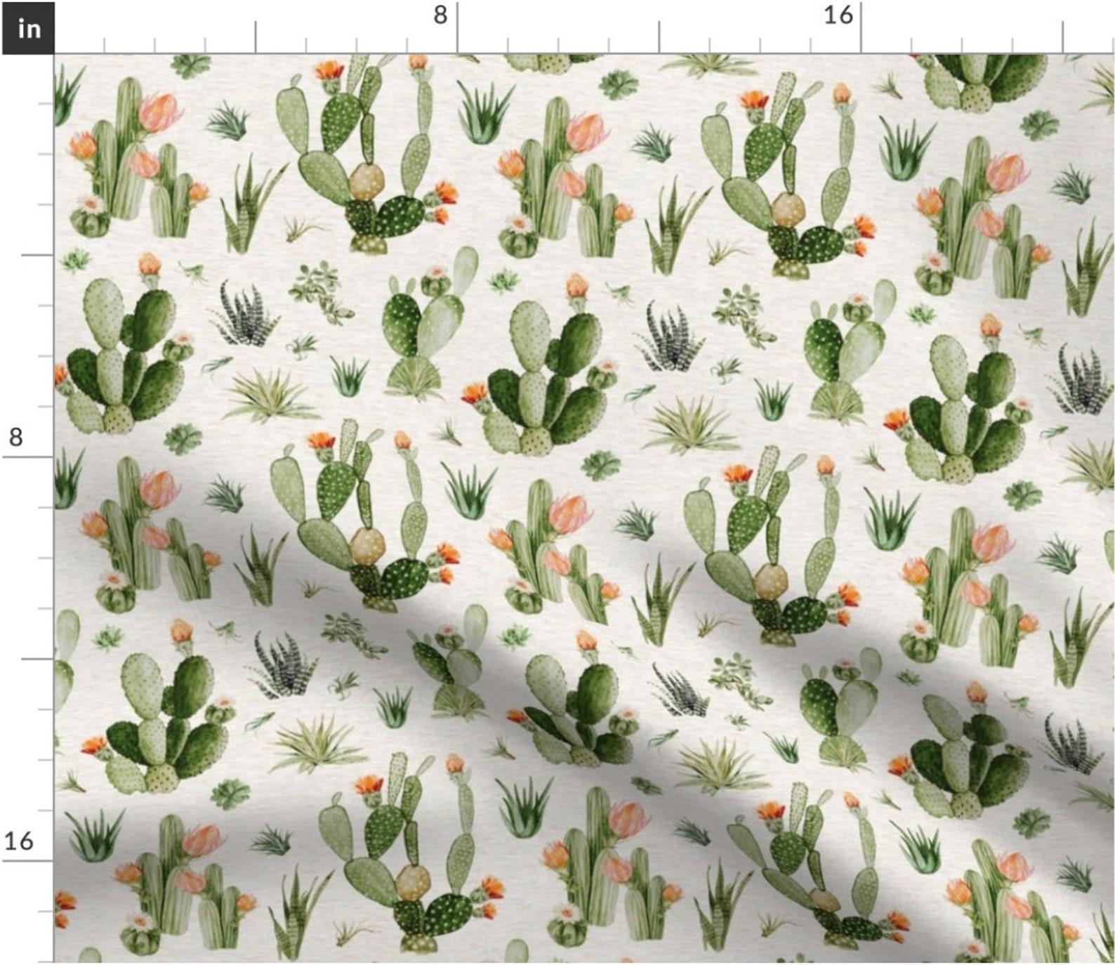 Desert Cactus Fabric by the Yard. Quilting Fabric, Poplin, Organic Knit ...