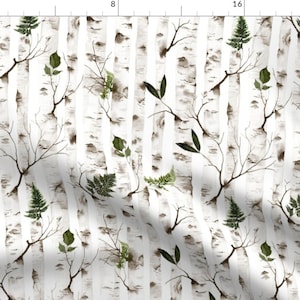 Birch Tree Forest Fabric by the Yard. Quilting Cotton, Knit, Minky ...