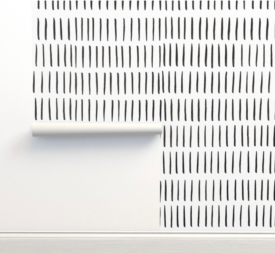 Striped Wallpaper Dash Watercolor Stripes Black and White - Etsy