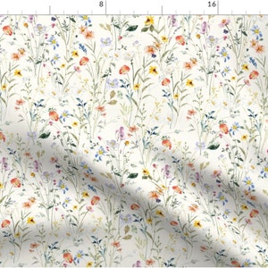 Sunny Wildflower Meadow Floral Fabric by the Yard. Quilting Cotton ...