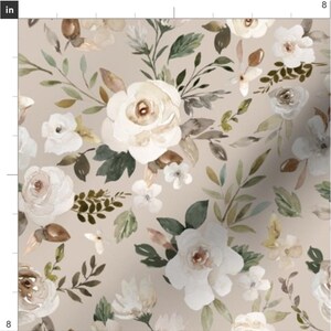 Neutral Floral Fabric by the Yard. Quilting Cotton, Sateen, Organic ...