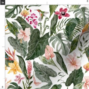 Tropical Island Floral Fabric - Rainforest, Monstera Leaves, Botanical ...