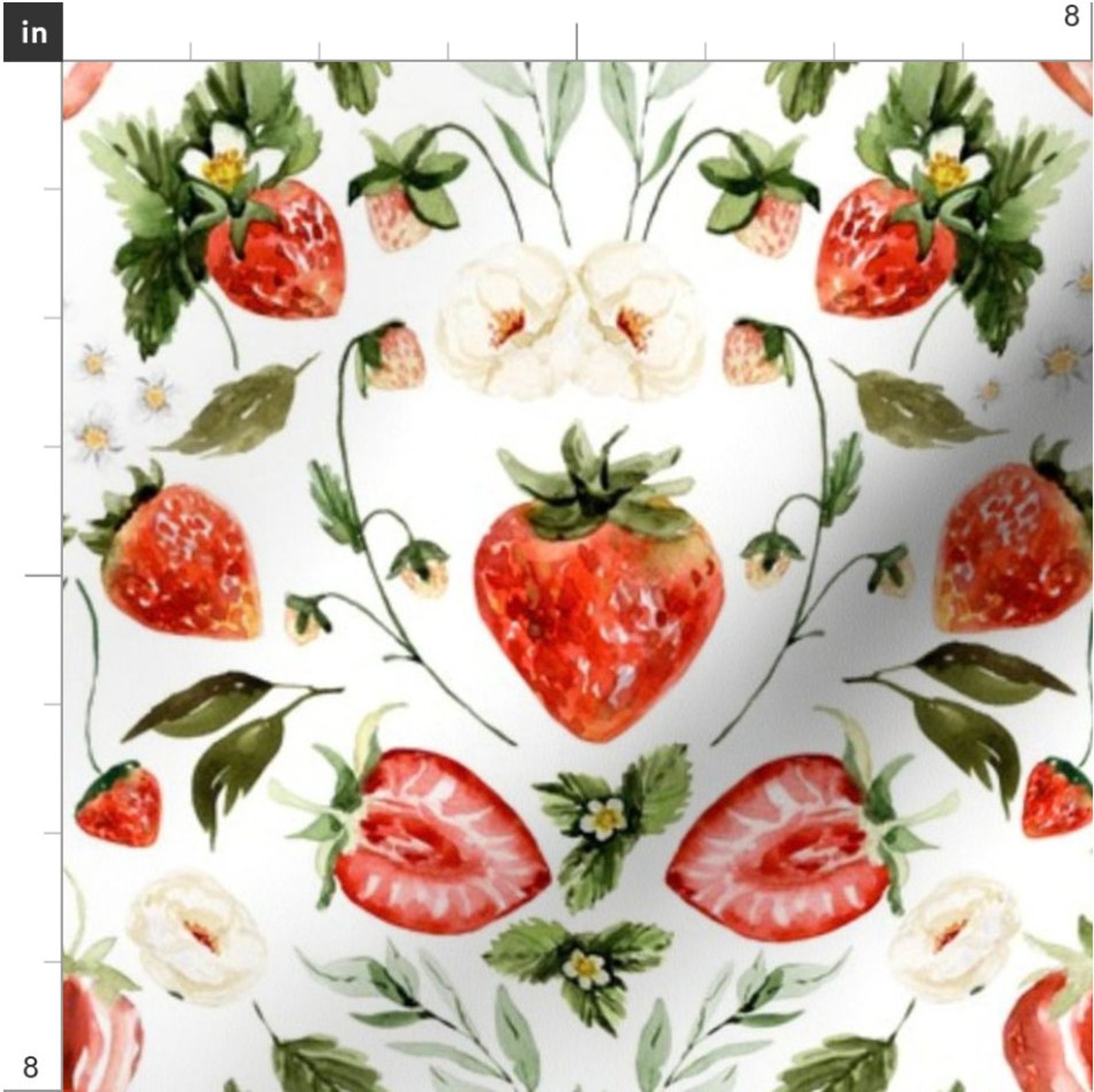 Strawberry Damask Fabric by the Yard. Quilting Cotton, Knit, Jersey or ...