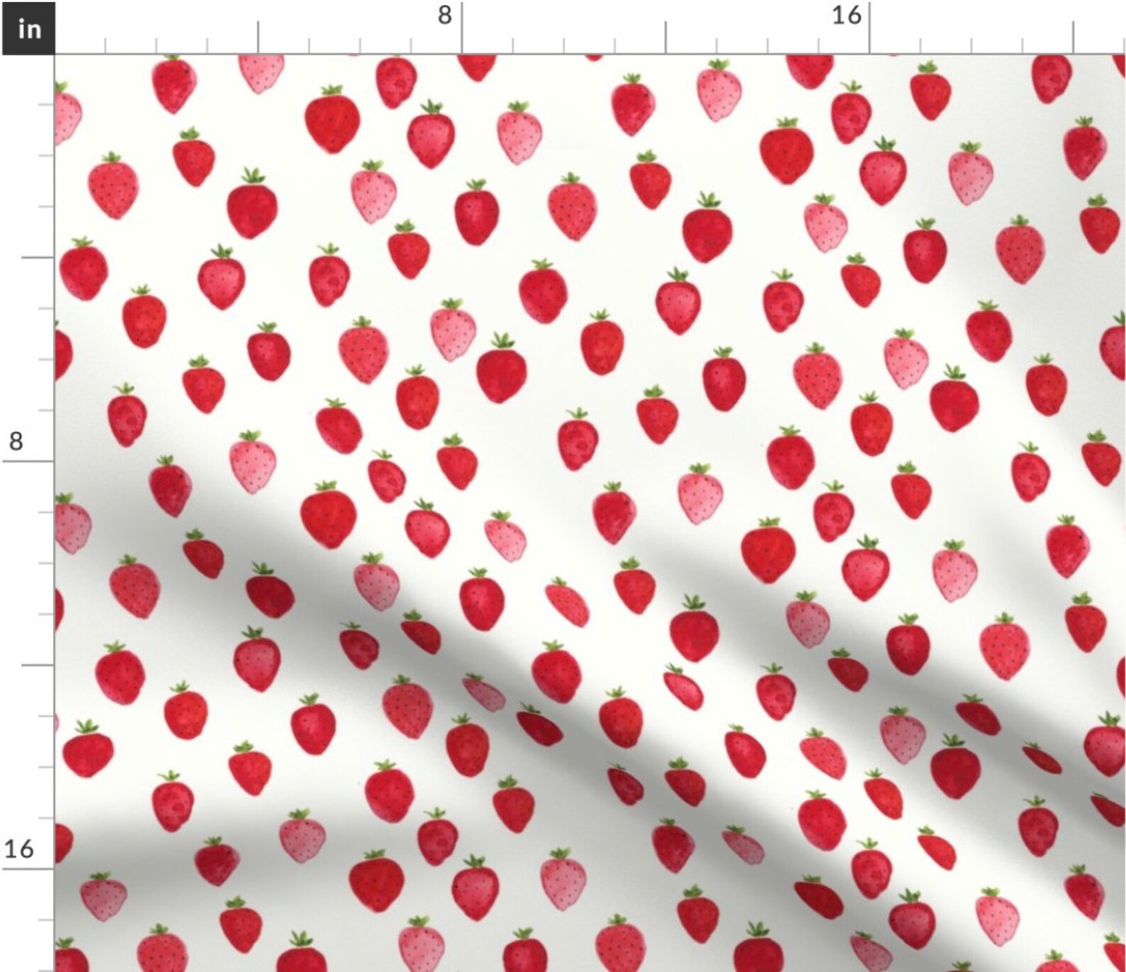 Watercolor Strawberries Fabric - Strawberry Fruit, Food, Red - Quilting ...