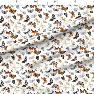 Butterfly and Moth Fabric by the Yard - Watercolor Butterflies, Insects ...