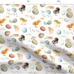Easter Chicks Fabric by the Yard. Quilting Cotton, Poplin, Organic Knit ...