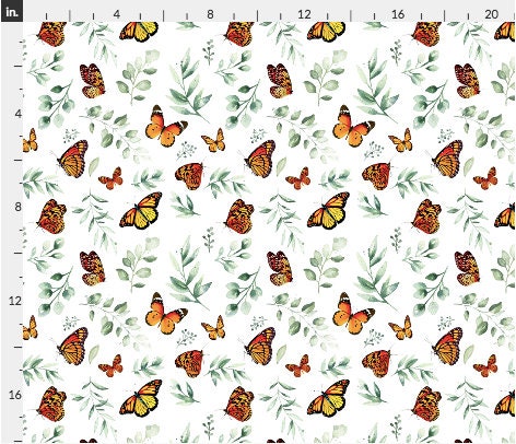 Monarch Butterflies and Greenery Fabric by the Yard. Quilting | Etsy