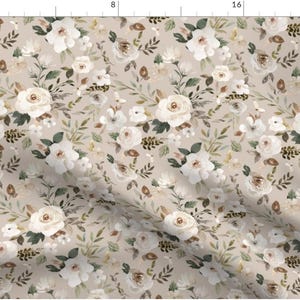 Neutral Floral Fabric by the Yard. Quilting Cotton, Sateen, Organic ...