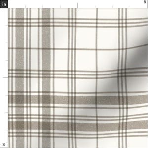 Farmhouse Plaid in Taupe Fabric - Fabric by the Yard in Cotton, Sateen ...