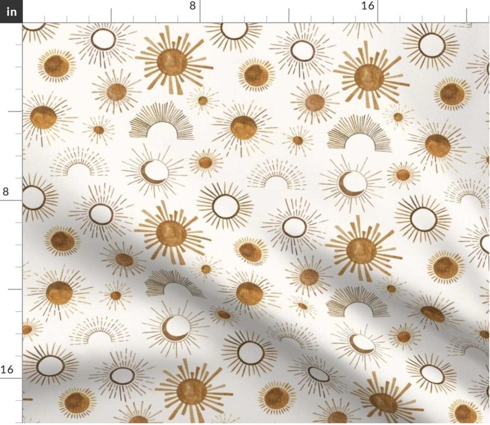 Boho Suns Fabric by the Yard. Quilting Cotton, Poplin, Organic Knit ...