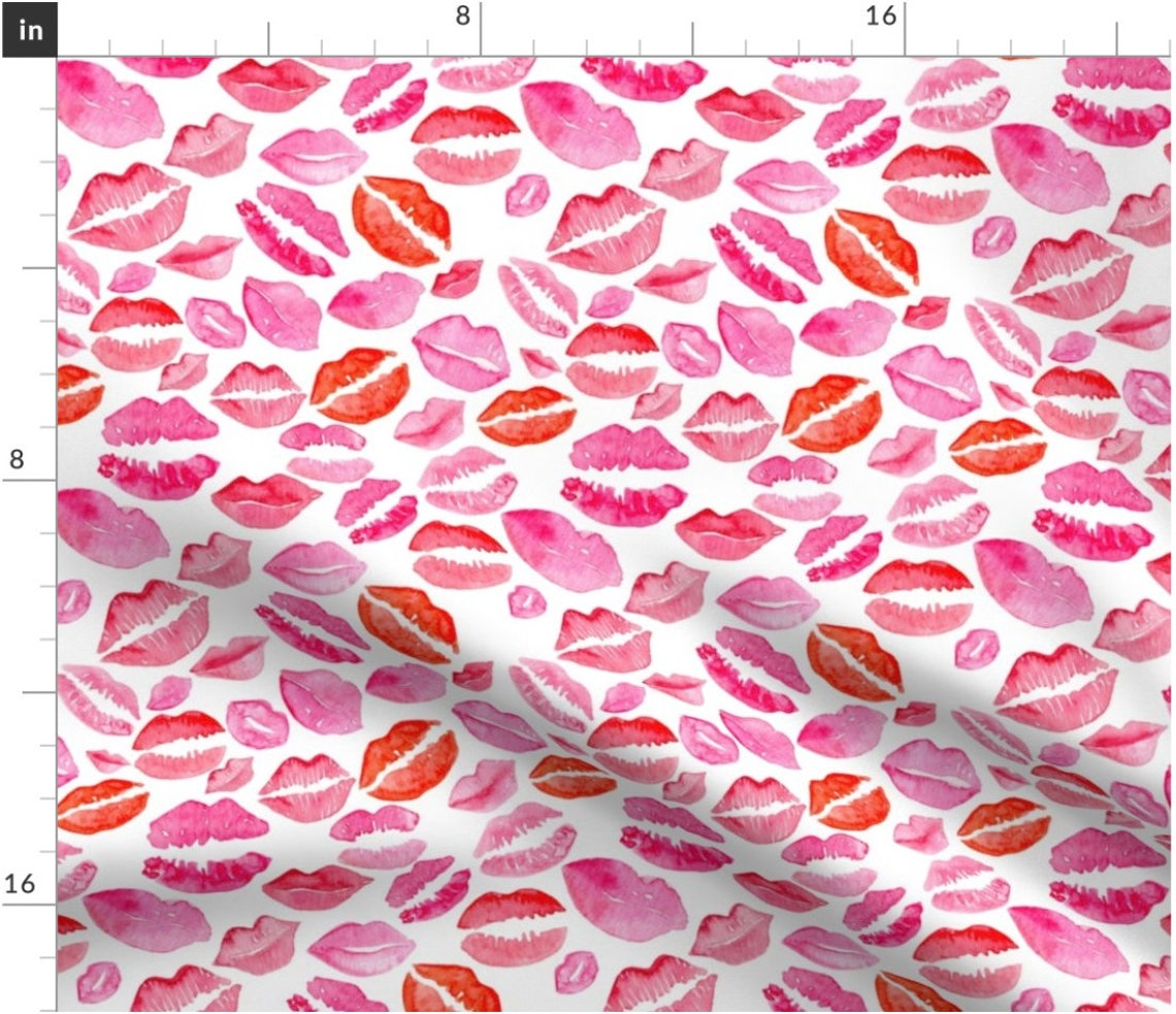 Kisses for Days Fabric - Lips, Lipstick, Make-up, Love - Quilting ...
