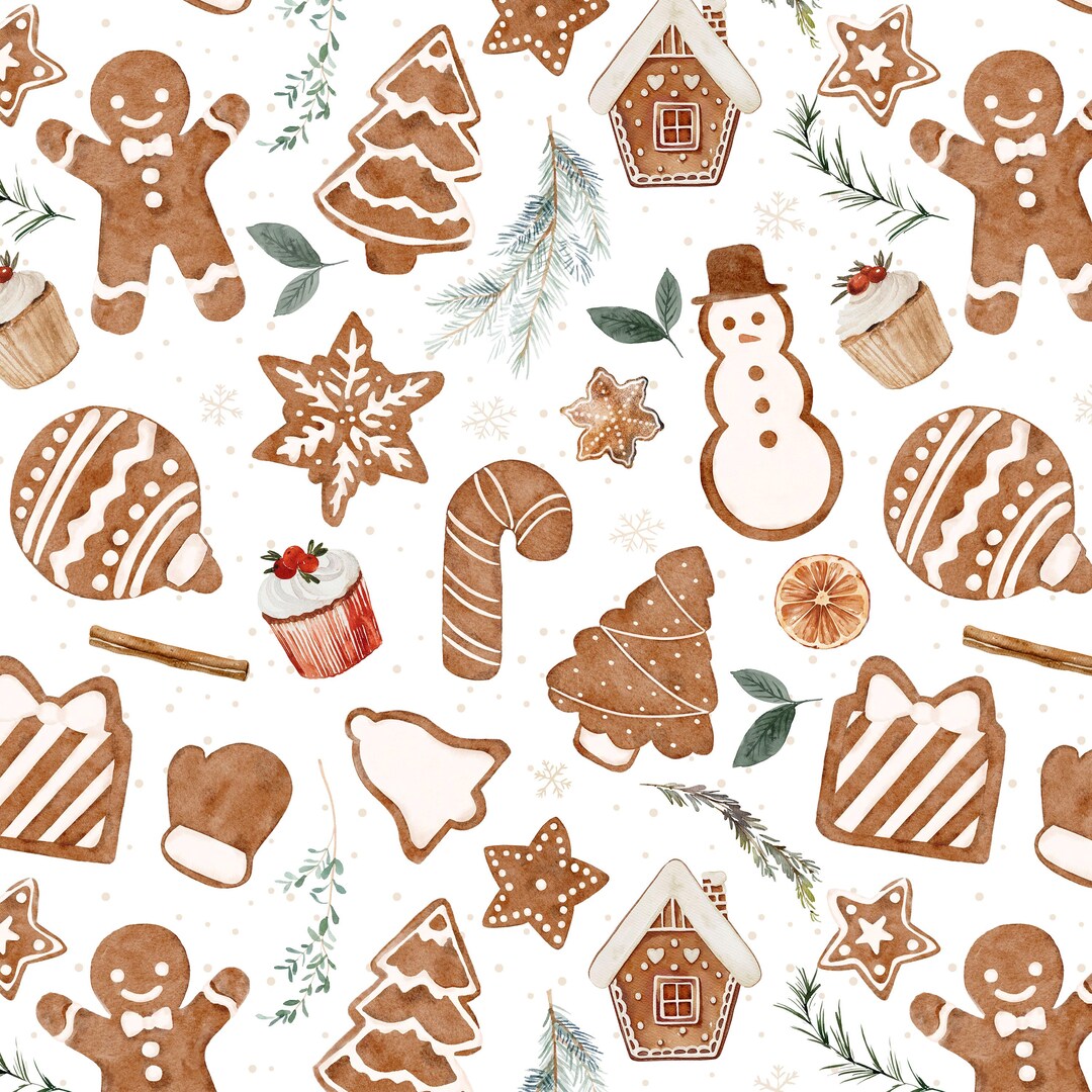 Christmas Gingerbread Cookies Fabric by the Yard, Gender Neutral, Kids ...