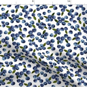 Wild Blueberries Fabric by the Yard. Quilting Cotton, Sateen, Organic ...