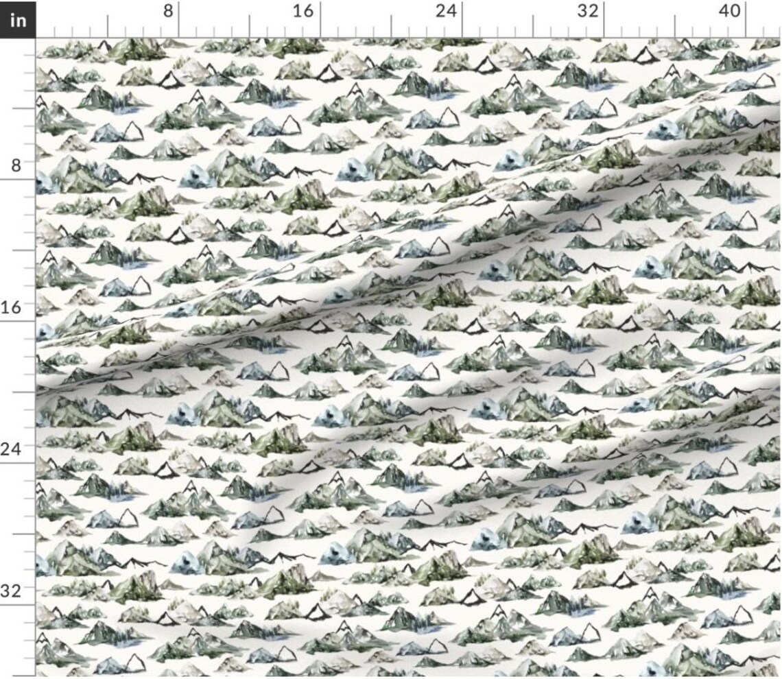 Alpine Ridge Mountains Fabric by the Yard. Quilting Cotton, Knit ...