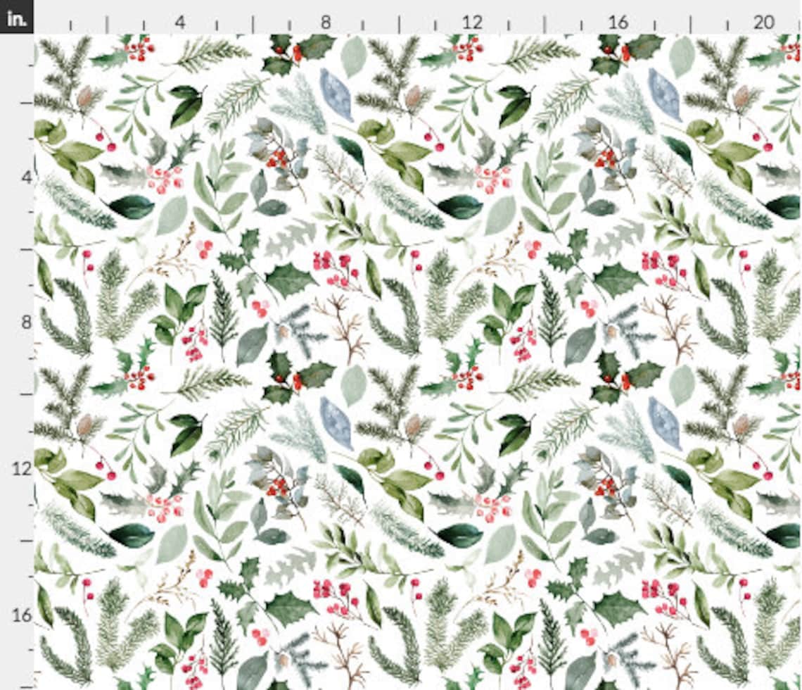 Pine and Berry Floral Fabric by the Yard. Quilting Cotton - Etsy