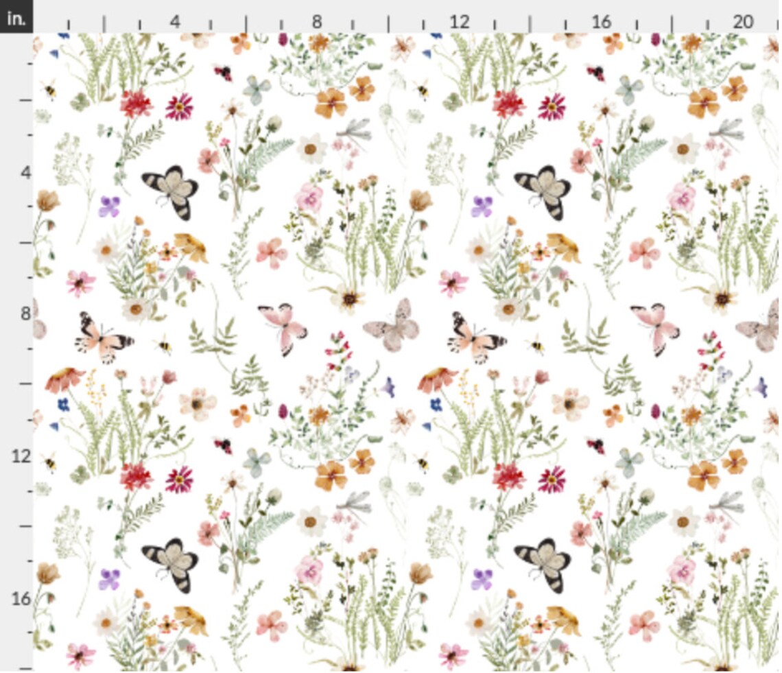 Wildflower and Butterflies Fabric in Quilting Cotton Organic - Etsy